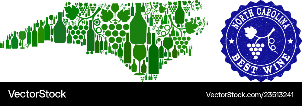 Collage of grape wine map north carolina state Vector Image