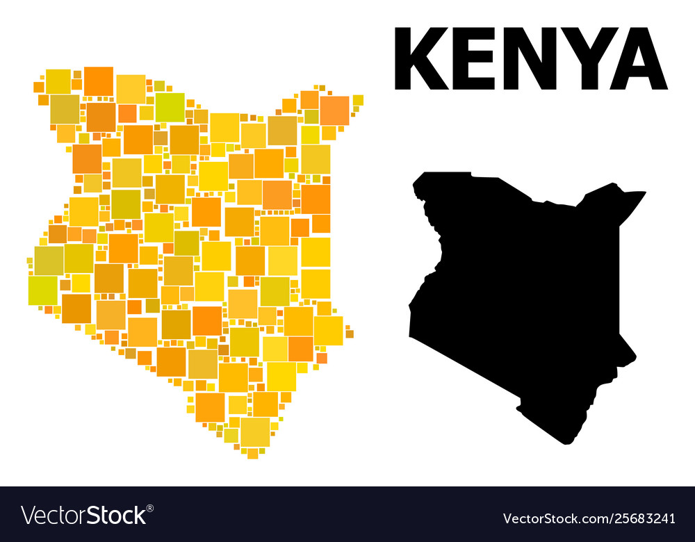 Gold square pattern map kenya Royalty Free Vector Image