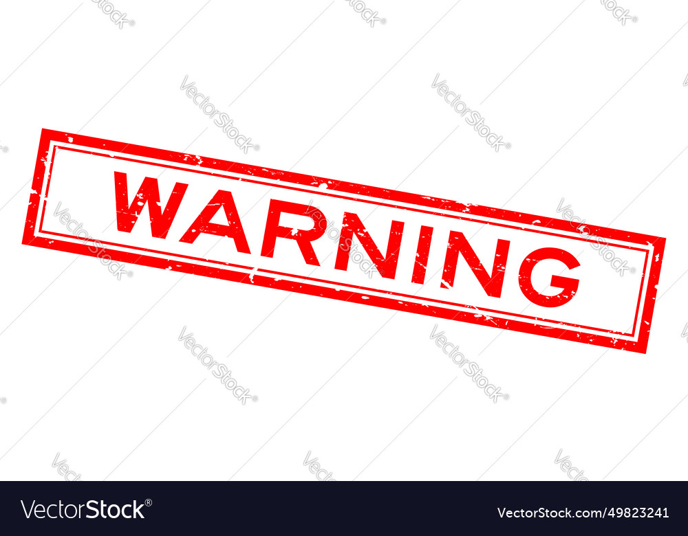 Grunge red warning word square rubber seal stamp Vector Image