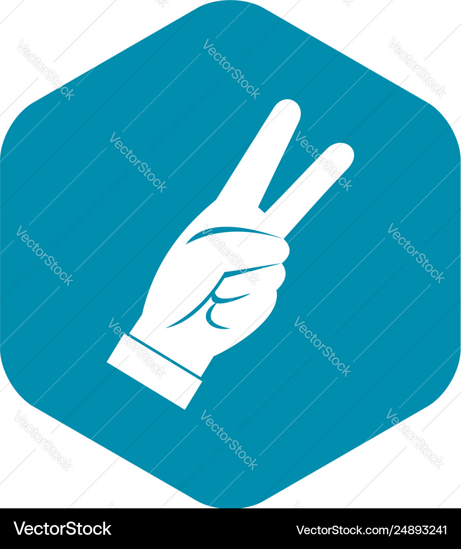 Hand showing victory sign icon simple style Vector Image