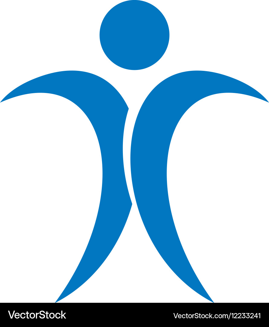 Isolated blue color human silhouette on white Vector Image