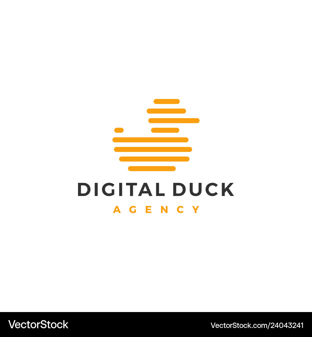 Little duck logo icon line outline monoline Vector Image