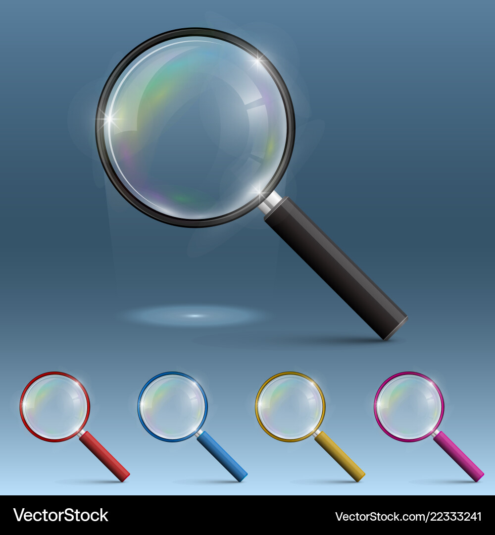 Magnifying glass art set color Royalty Free Vector Image