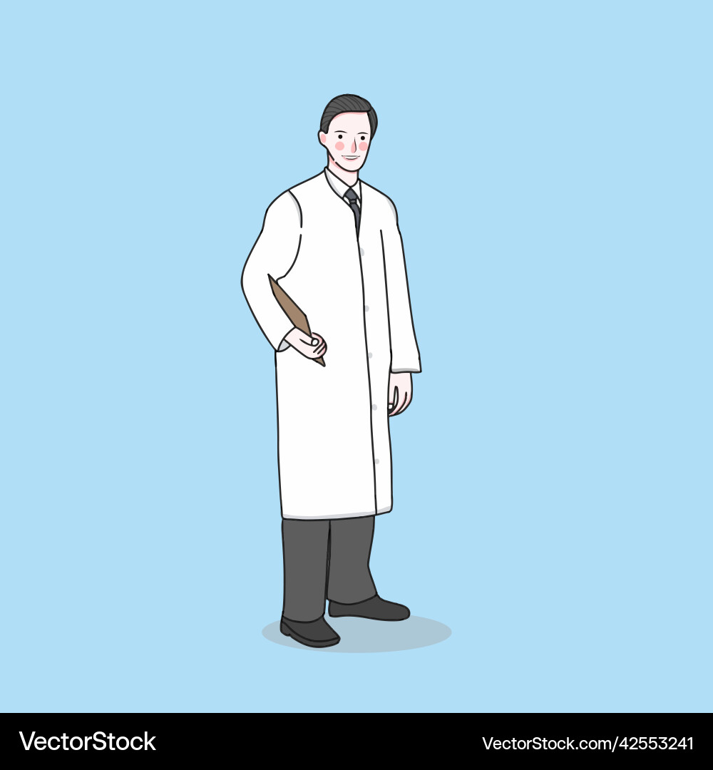 Male doctor character standing Royalty Free Vector Image