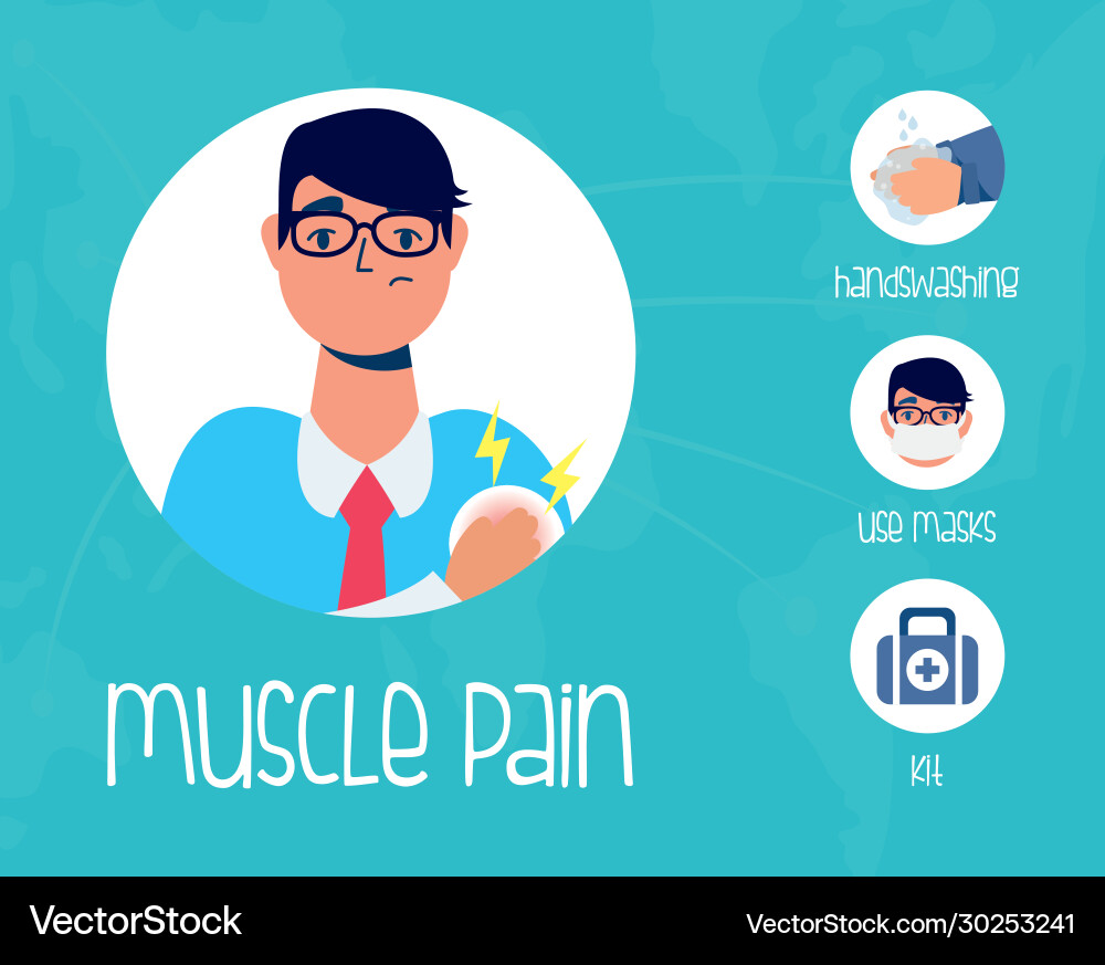 Patient with muscle pain and prevention methods Vector Image