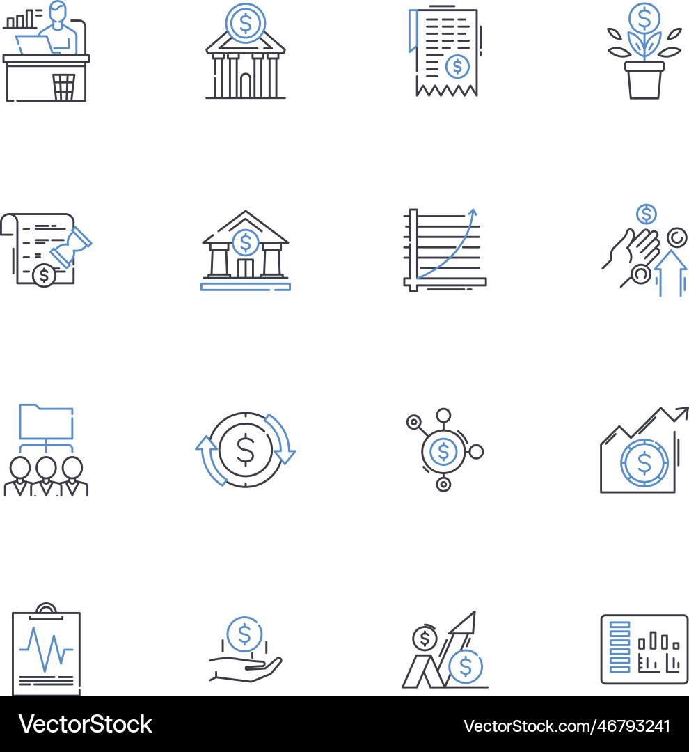 Revenue estimation line icons collection Vector Image