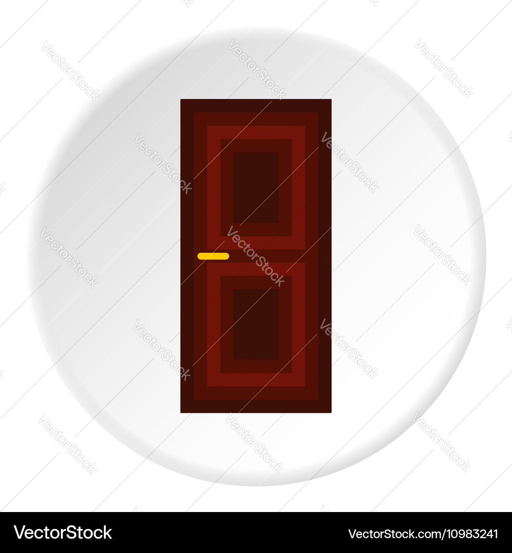 Wooden interior door icon flat style Royalty Free Vector