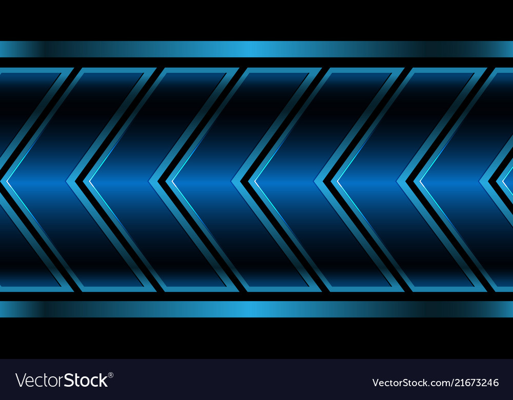 Abstract Blue Metallic Arrow Pattern On Black Vector Image