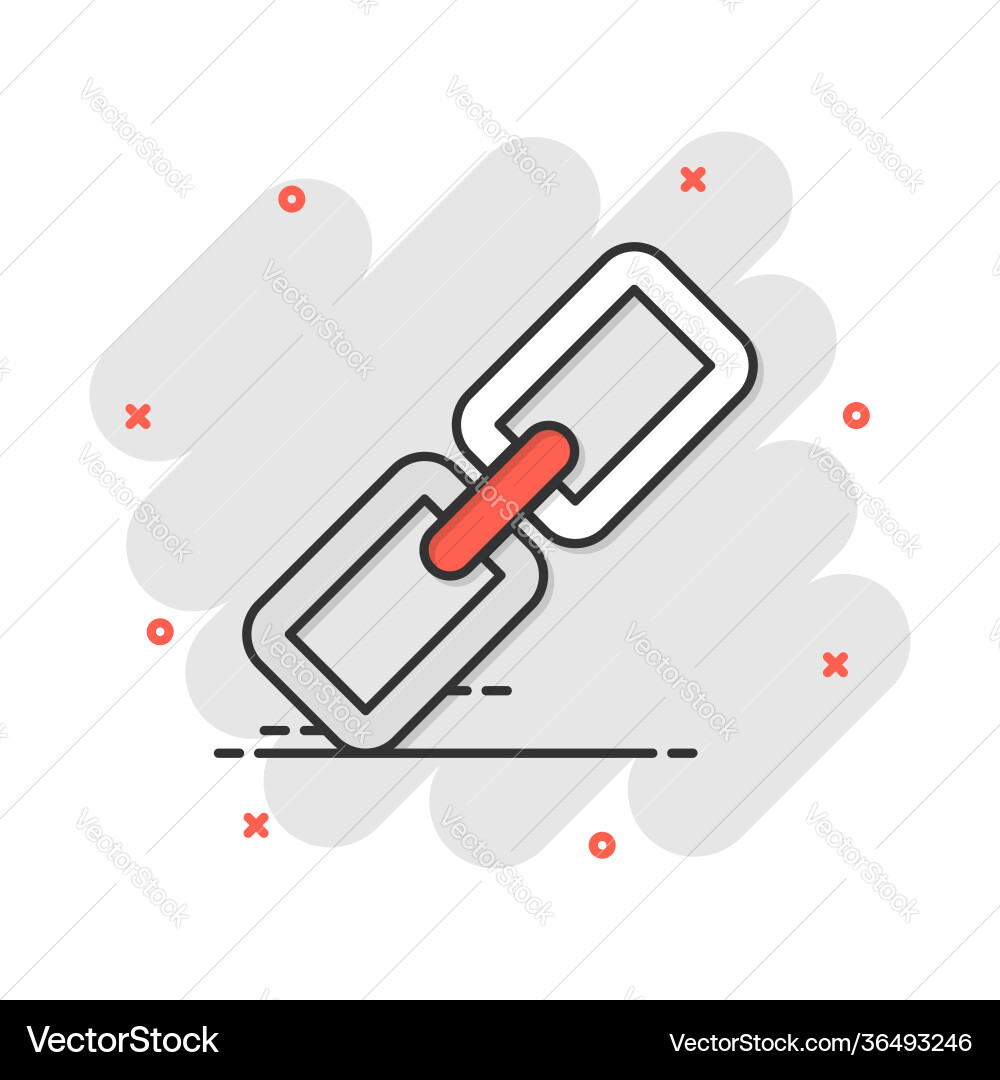 Cartoon chain icon in comic style connection sign Vector Image