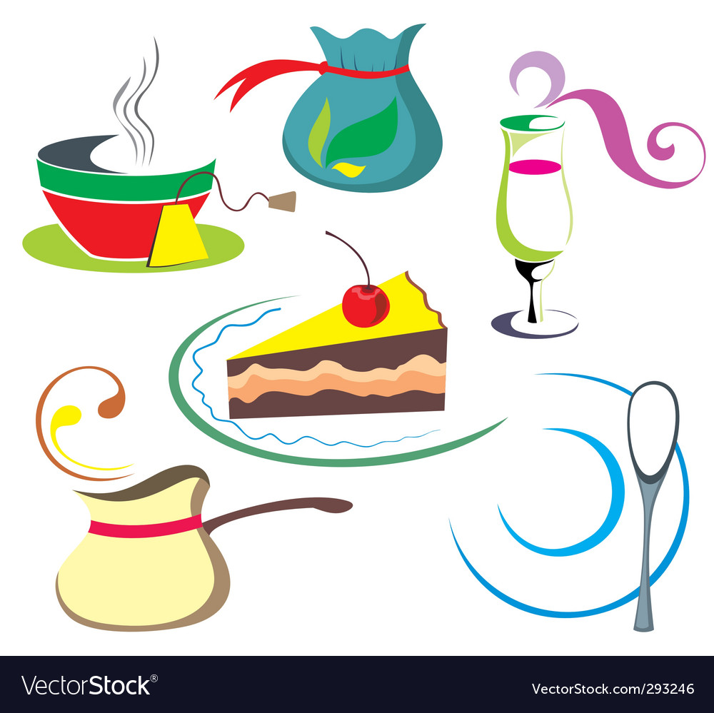 Coffee tea elements Royalty Free Vector Image - VectorStock