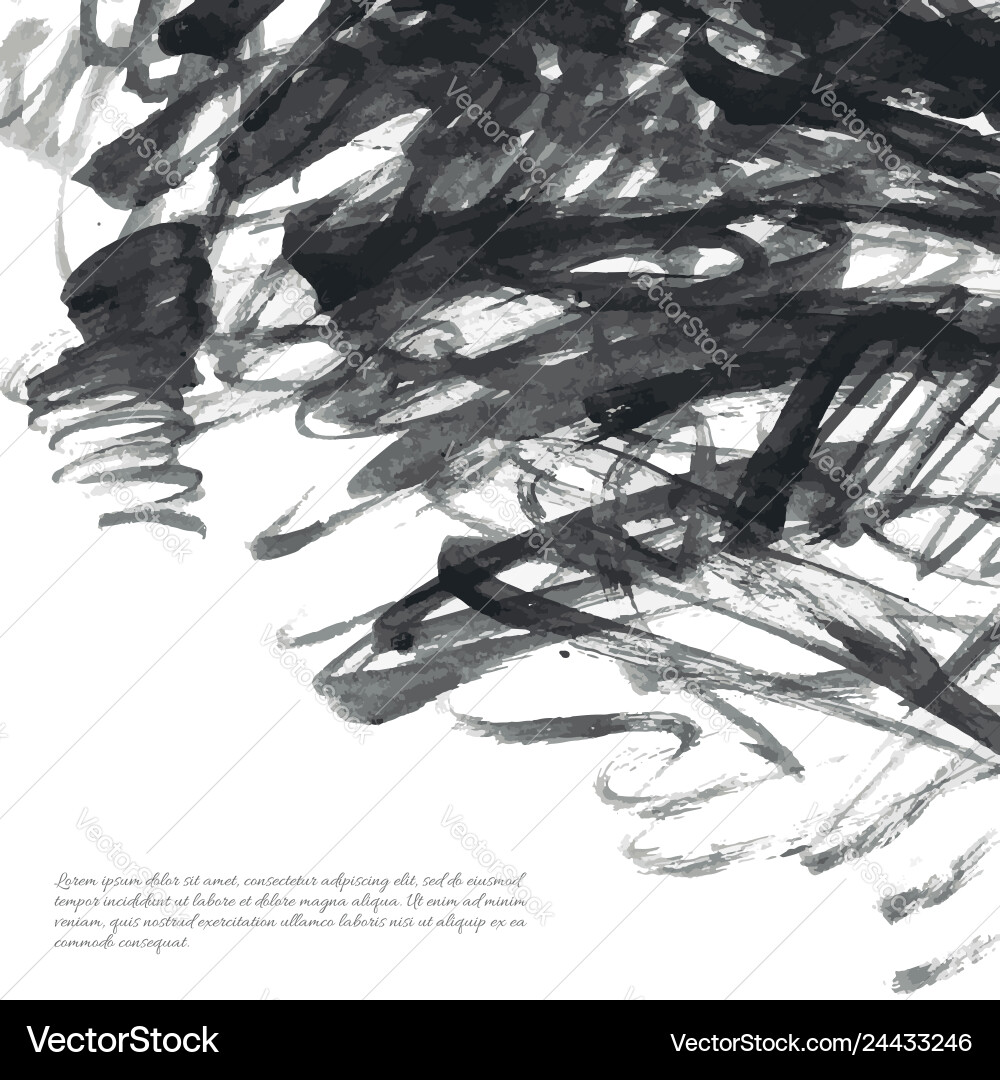 Dark gray ink watercolor doodles Royalty Free Vector Image