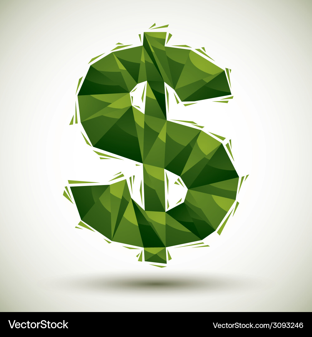 Green dollar sign geometric icon made in 3d modern