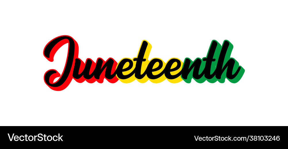 Hand sketched colorful juneteenth word as banner Vector Image