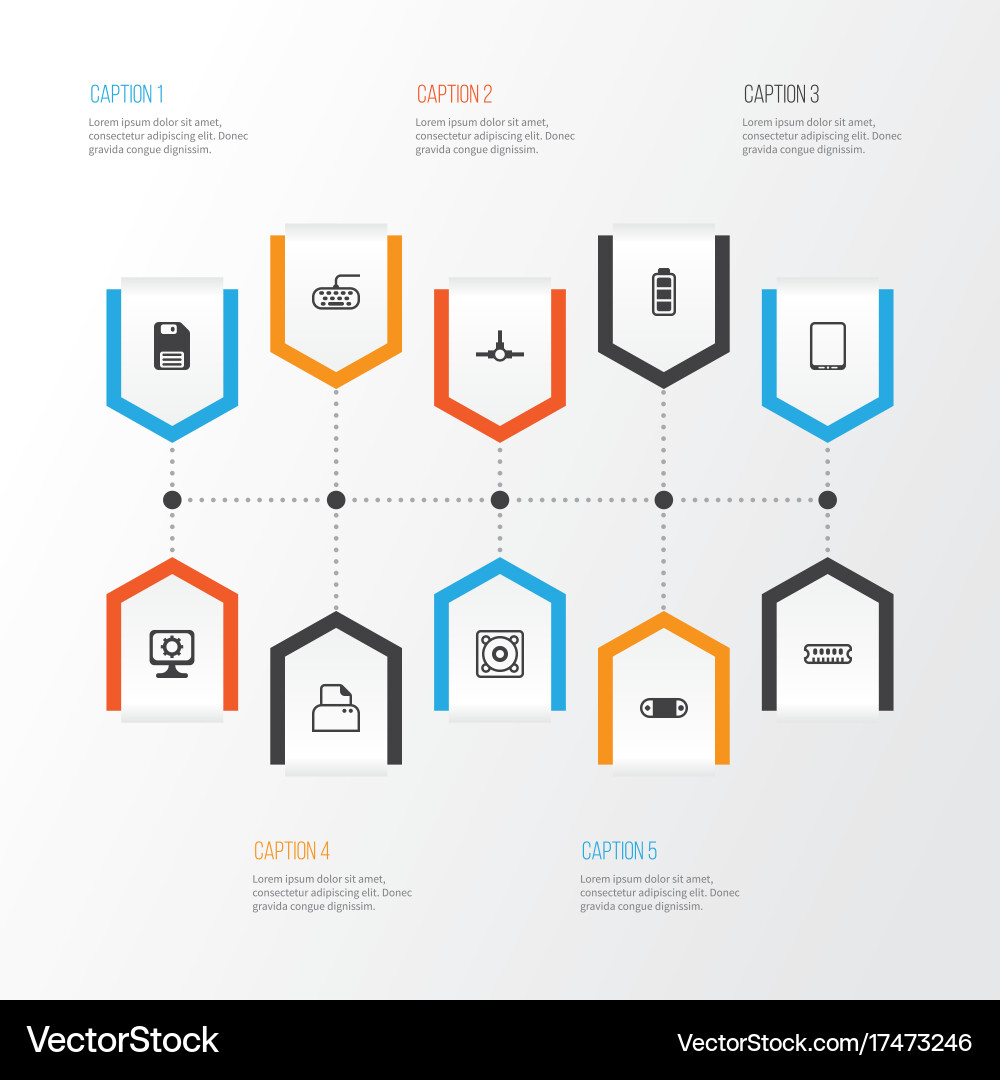 Hardware icons set collection of network Vector Image
