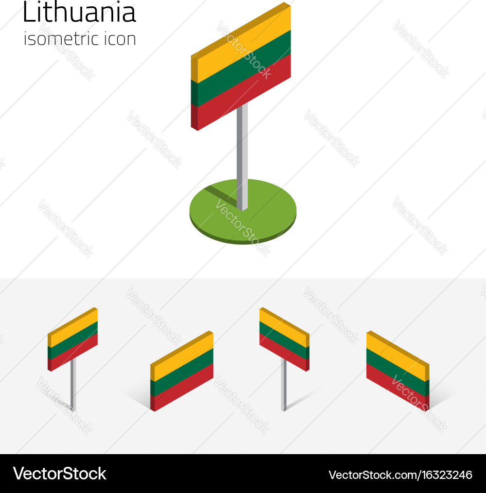 Lithuania flag set of 3d isometric icons Vector Image