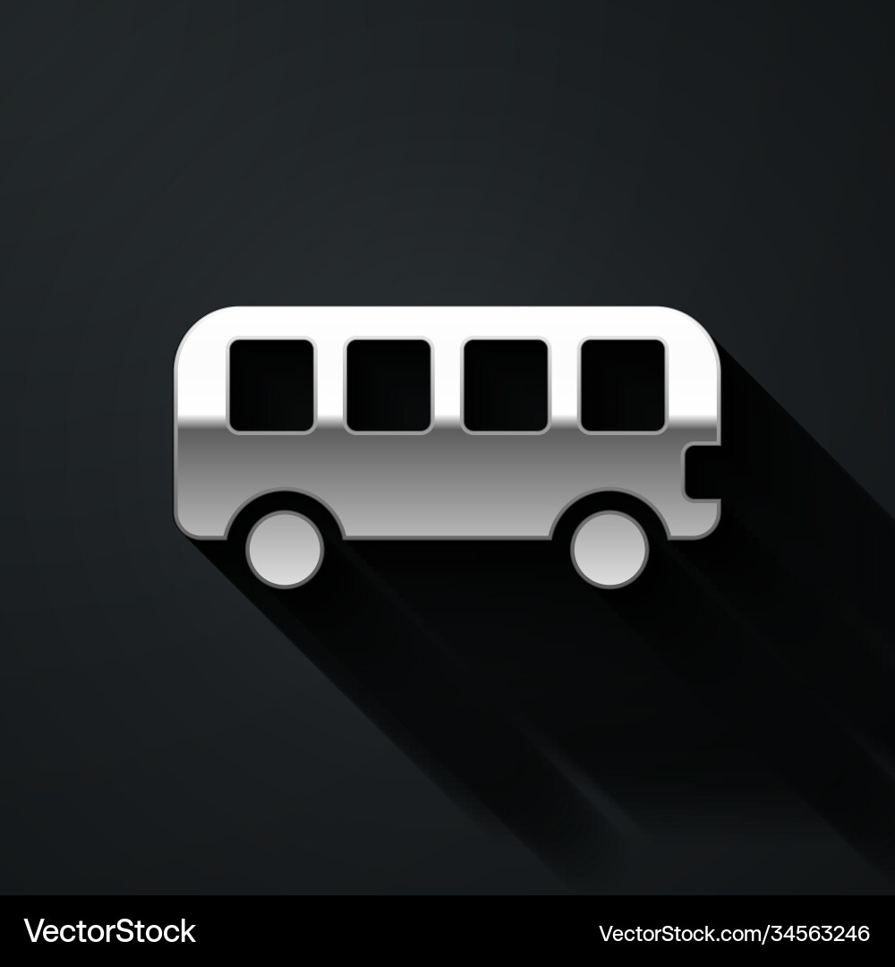 Silver bus toy icon isolated on black background Vector Image