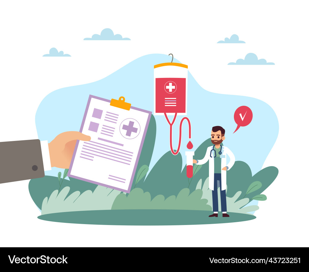 Blood donation voluntary transfusion doctor Vector Image