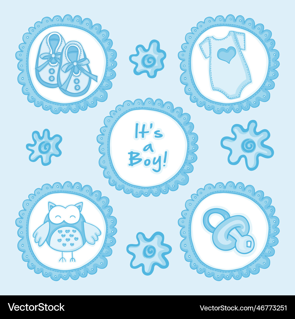 Blue for a baby boy announcement Royalty Free Vector Image