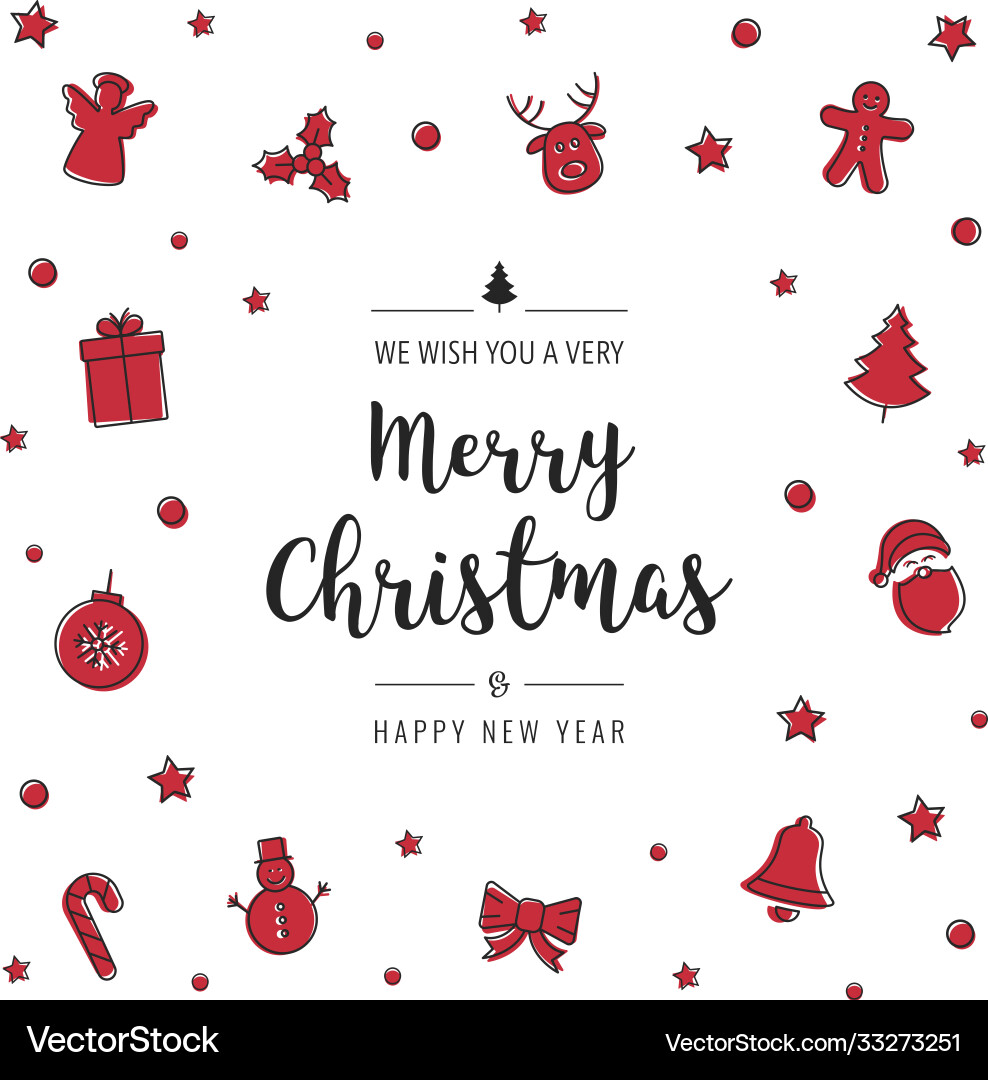 Christmas icon card greeting text isolated Vector Image