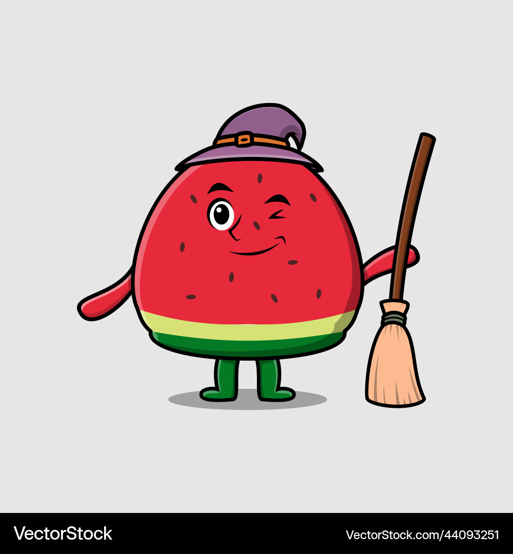 Cute cartoon witch shaped watermelon character Vector Image