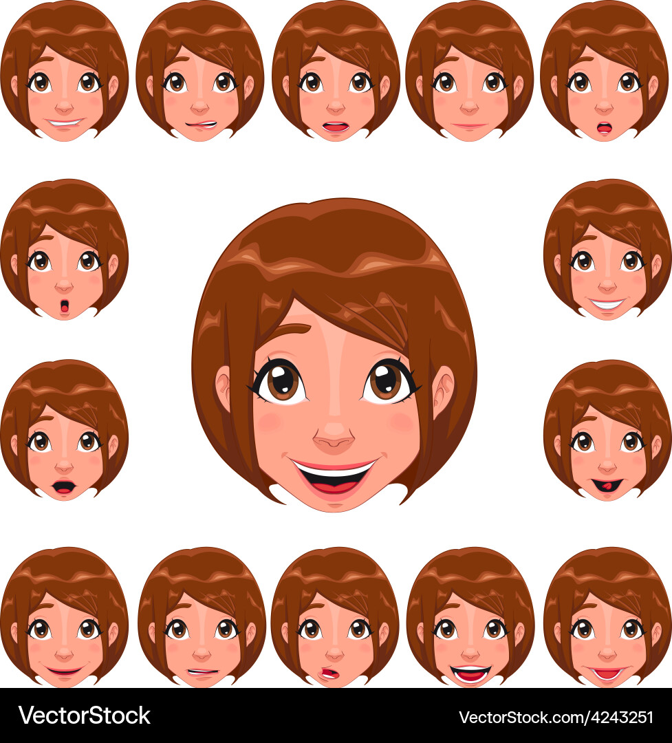 Girl expressions with lip sync Royalty Free Vector Image