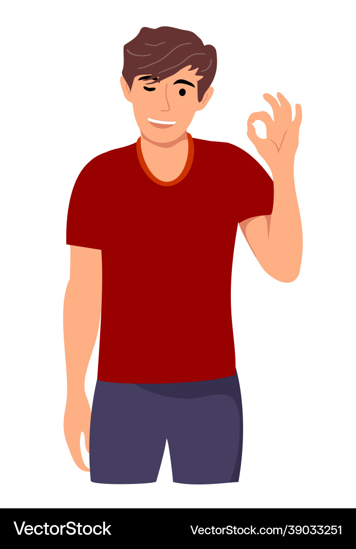 Happy excited young man is standing isolated Vector Image