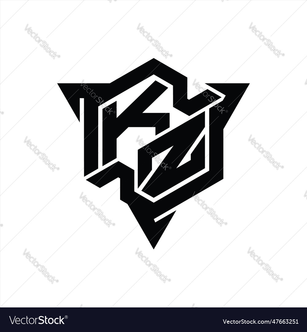 Kz logo monogram hexagon shape with triangle Vector Image