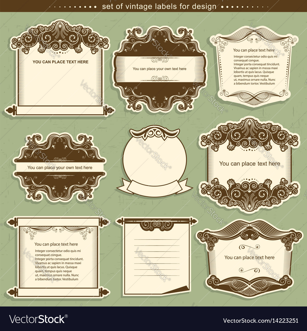 Label frames with decor vignettes Royalty Free Vector Image