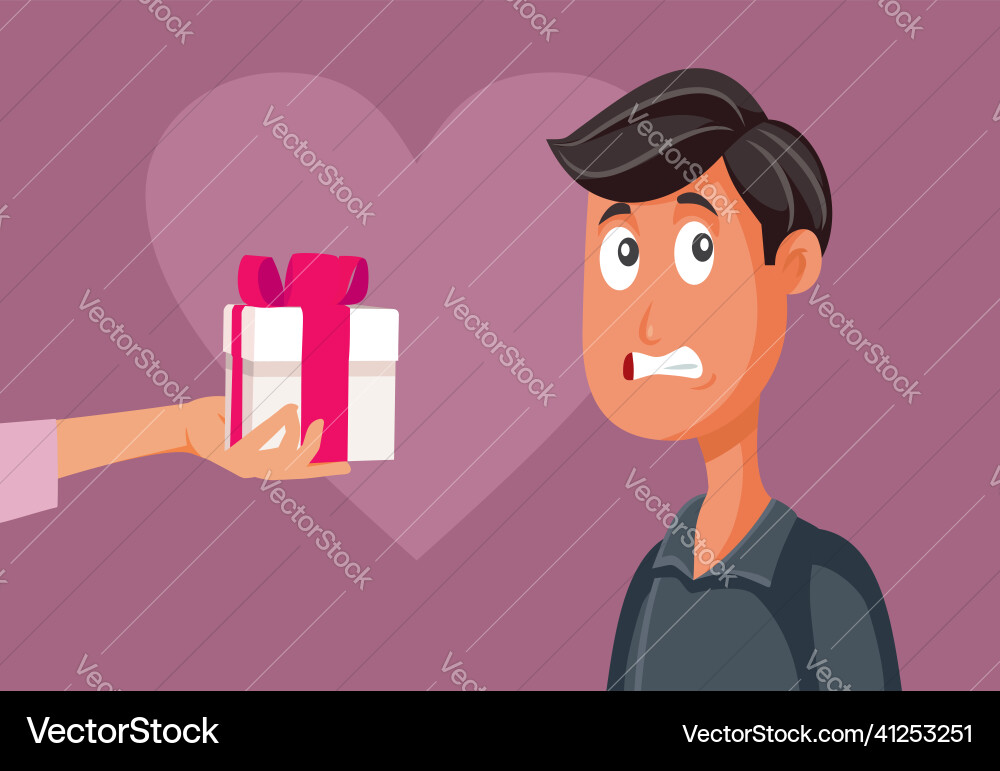 Man forgetting to buy a present on wedding Vector Image