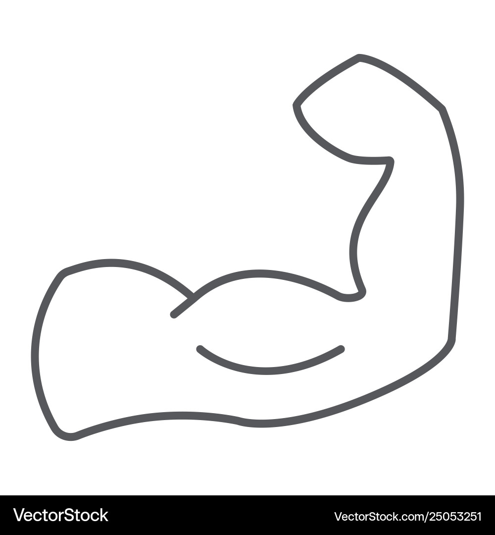 Muscles thin line icon power and bodybuilding Vector Image