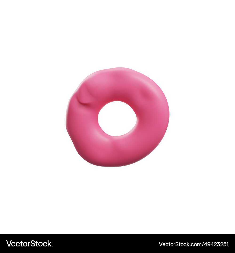 O letter or donut shape in clay texture 3d Vector Image