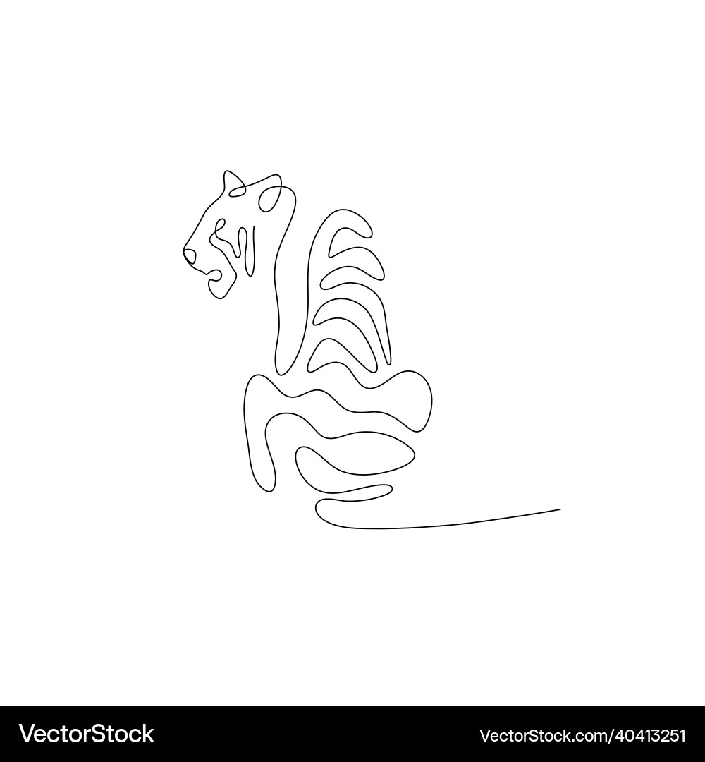 One line tiger goes design silhouette hand drawn Vector Image