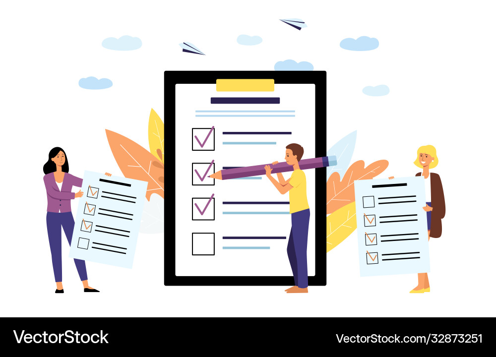 People with ballot papers online polling flat Vector Image