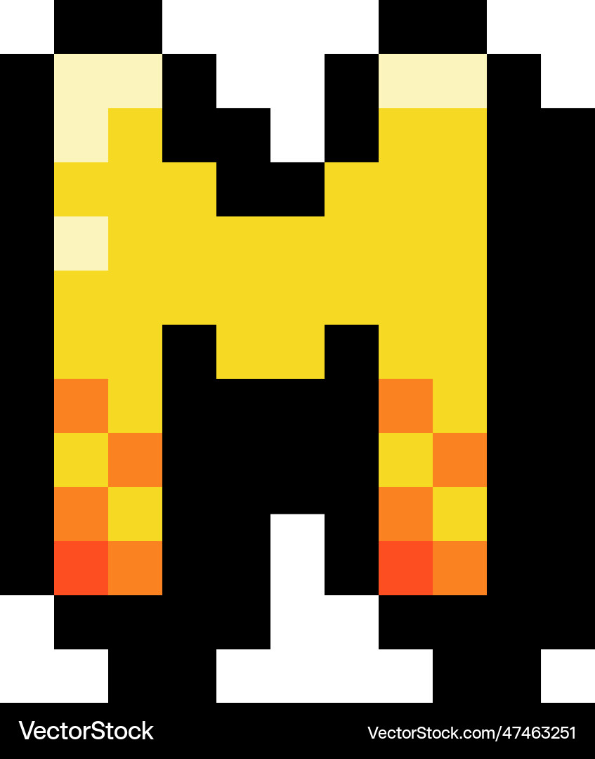 Pixel 8 bit uppercase letter m as font Royalty Free Vector
