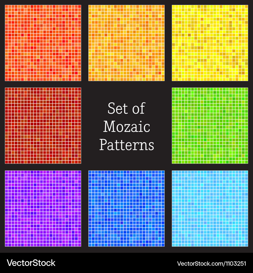 Set of patterns colorful mosaic Royalty Free Vector Image