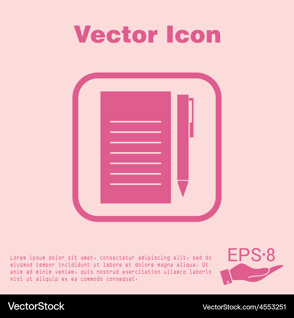 Sheet of paper with pen Royalty Free Vector Image