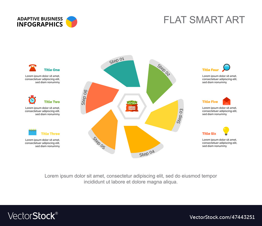 Six elements plan slide template Royalty Free Vector Image