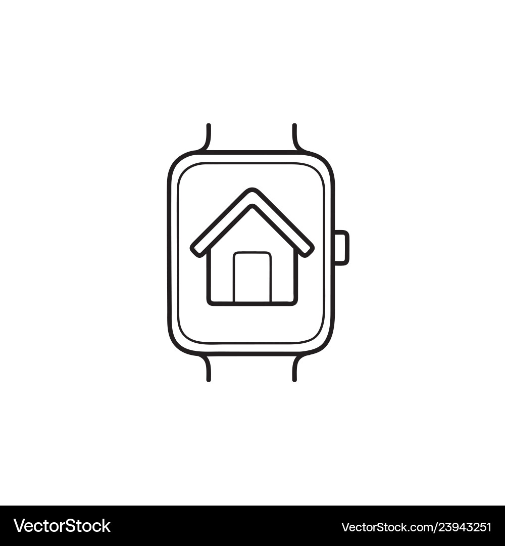 Smart watch with house hand drawn outline doodle Vector Image