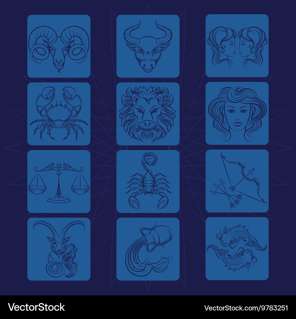Zodiac signs icons set Royalty Free Vector Image
