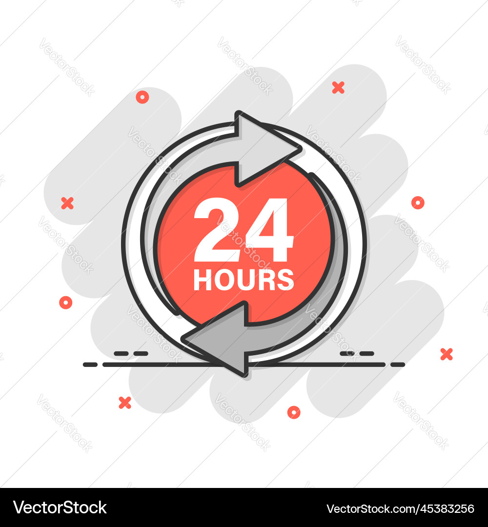 24 hours service icon in comic style all day Vector Image