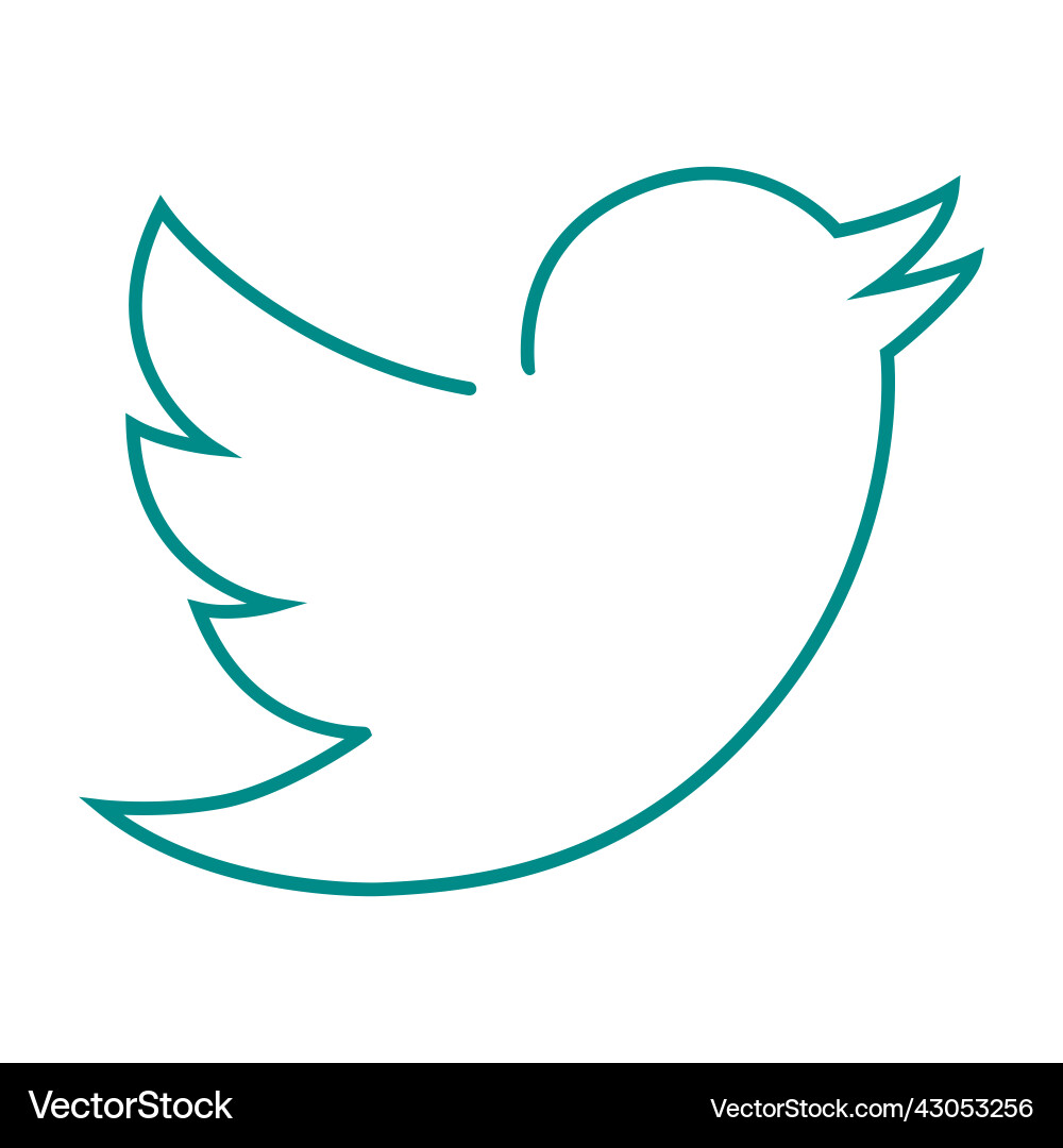 Blue twitter bird line iconsvg Royalty Free Vector Image
