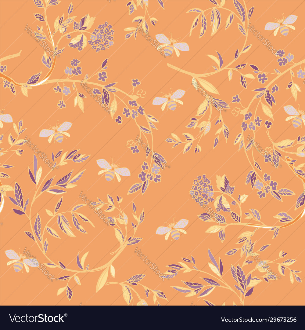 Branches flowering trees seamless pattern Vector Image