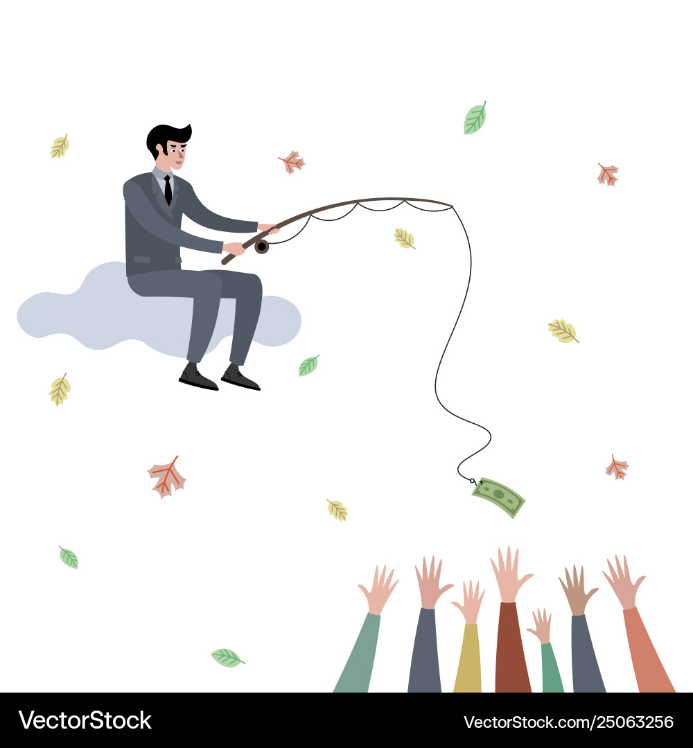 Businessman catching people Royalty Free Vector Image