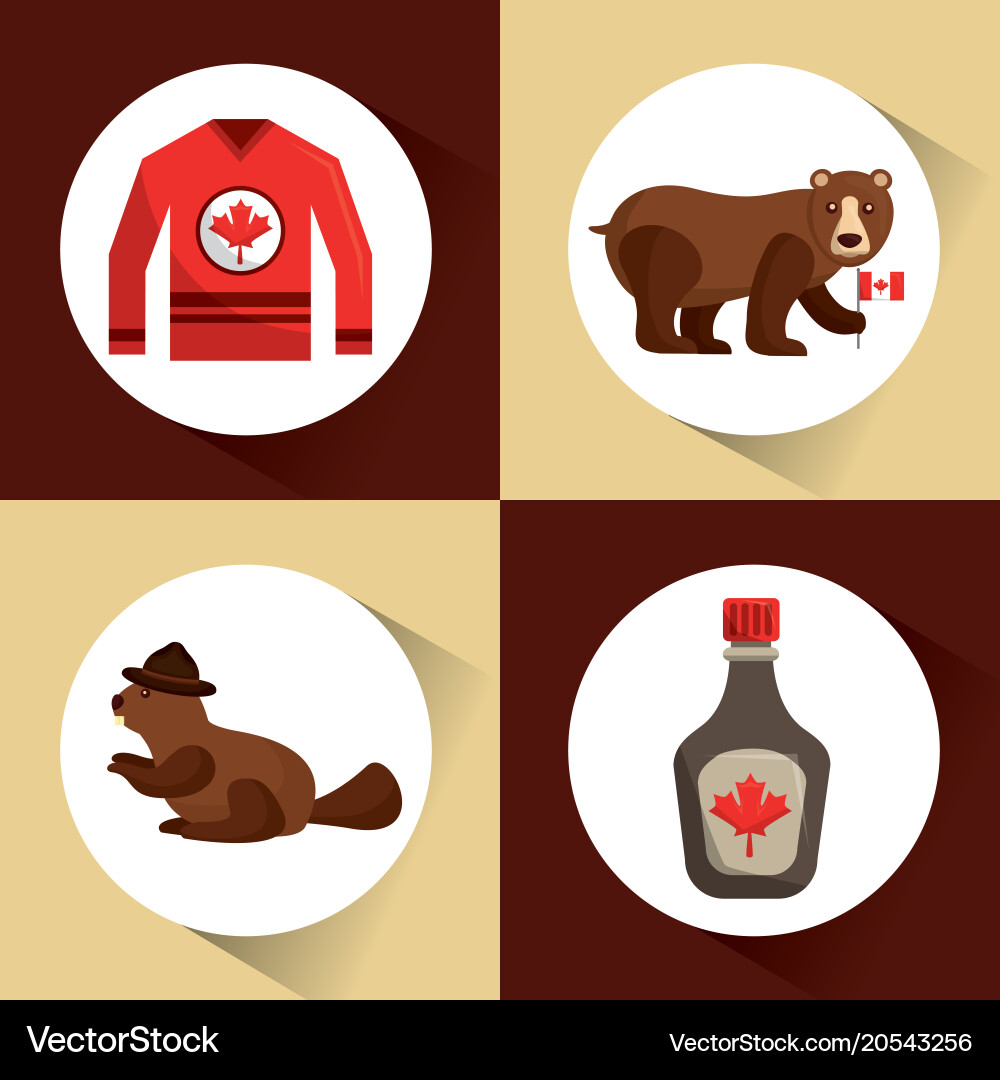 Canada country symbols Royalty Free Vector Image