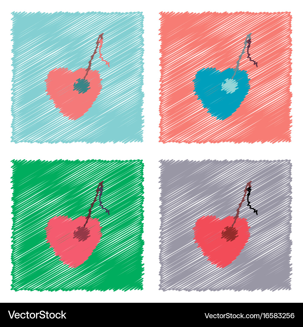 Collection flat shading style icons heart Vector Image