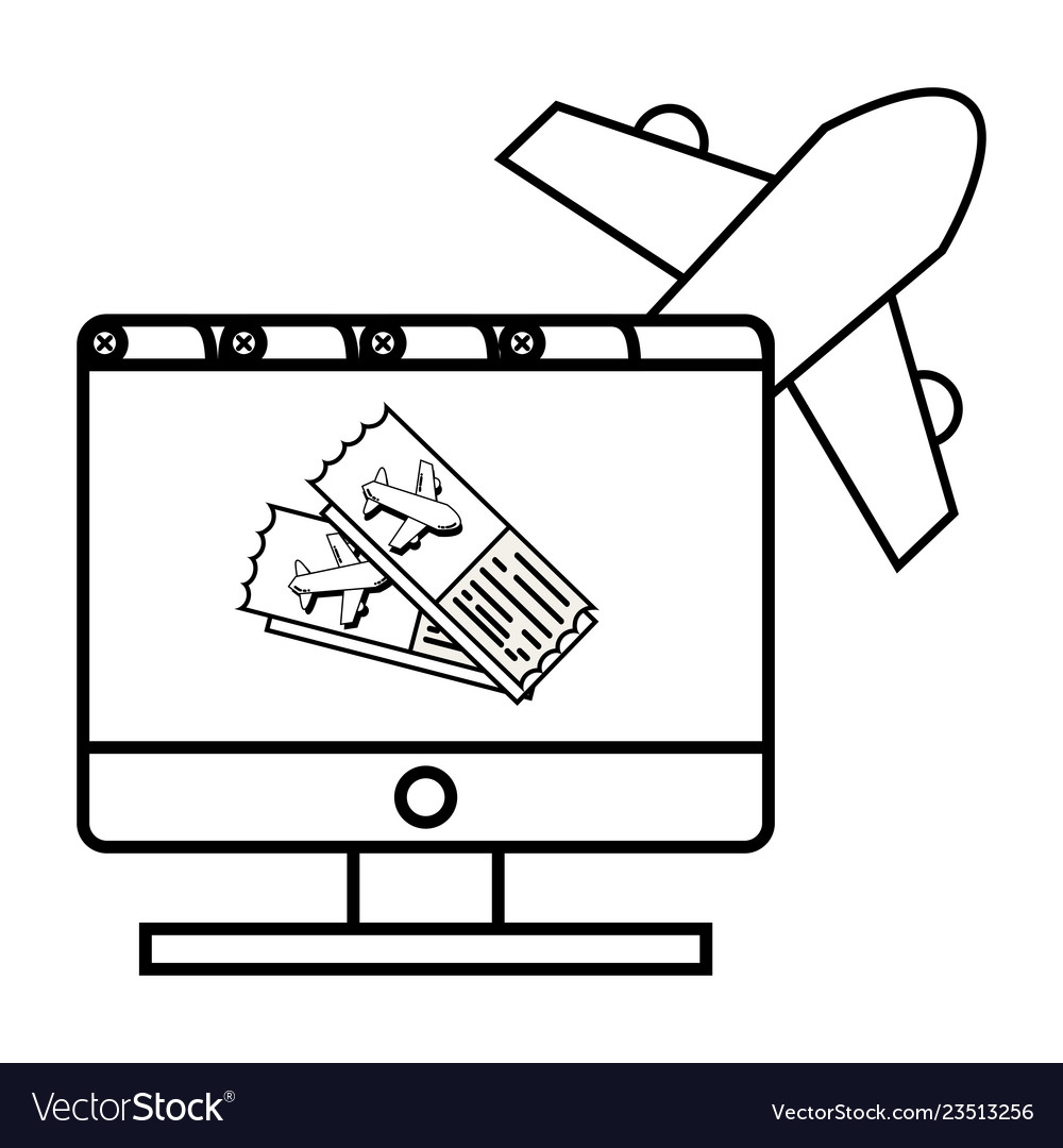 Computer with ticket Royalty Free Vector Image
