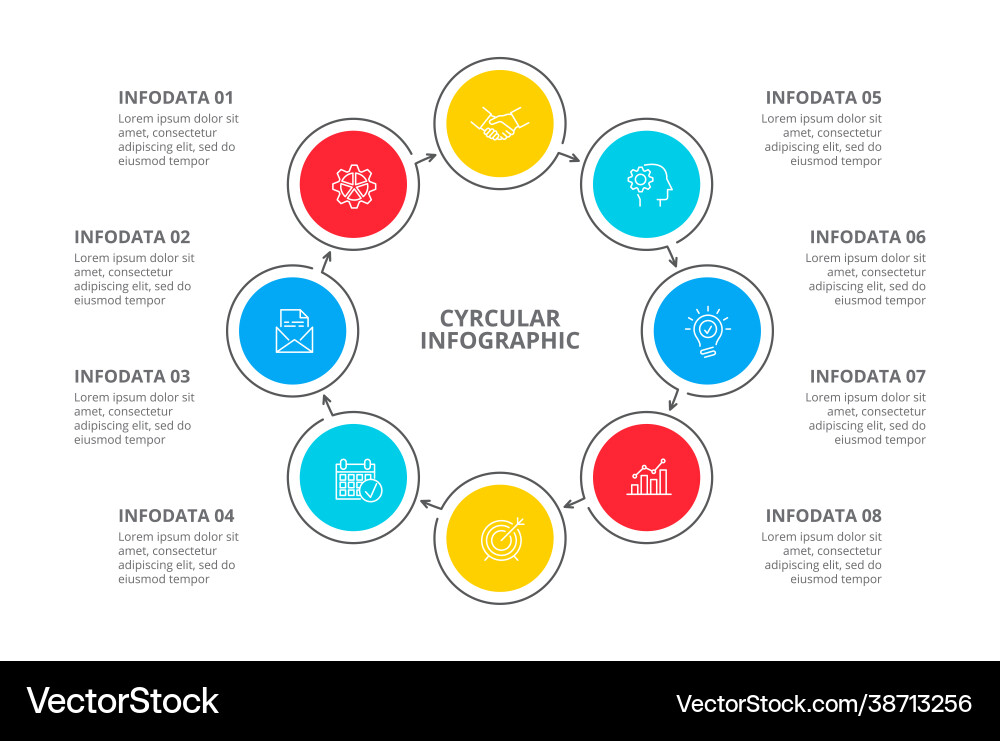 Cyclic diagram infographic with circles modern Vector Image