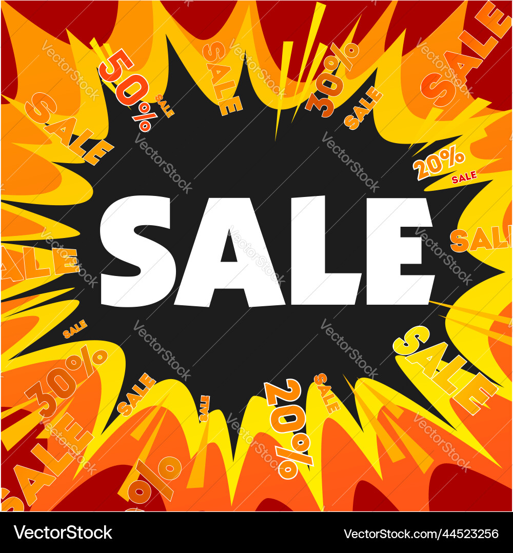 Explosive sale banner big discounts Royalty Free Vector