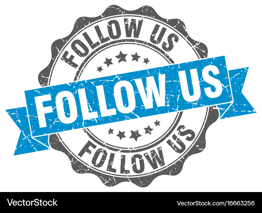 Follow us stamp sign seal Royalty Free Vector Image