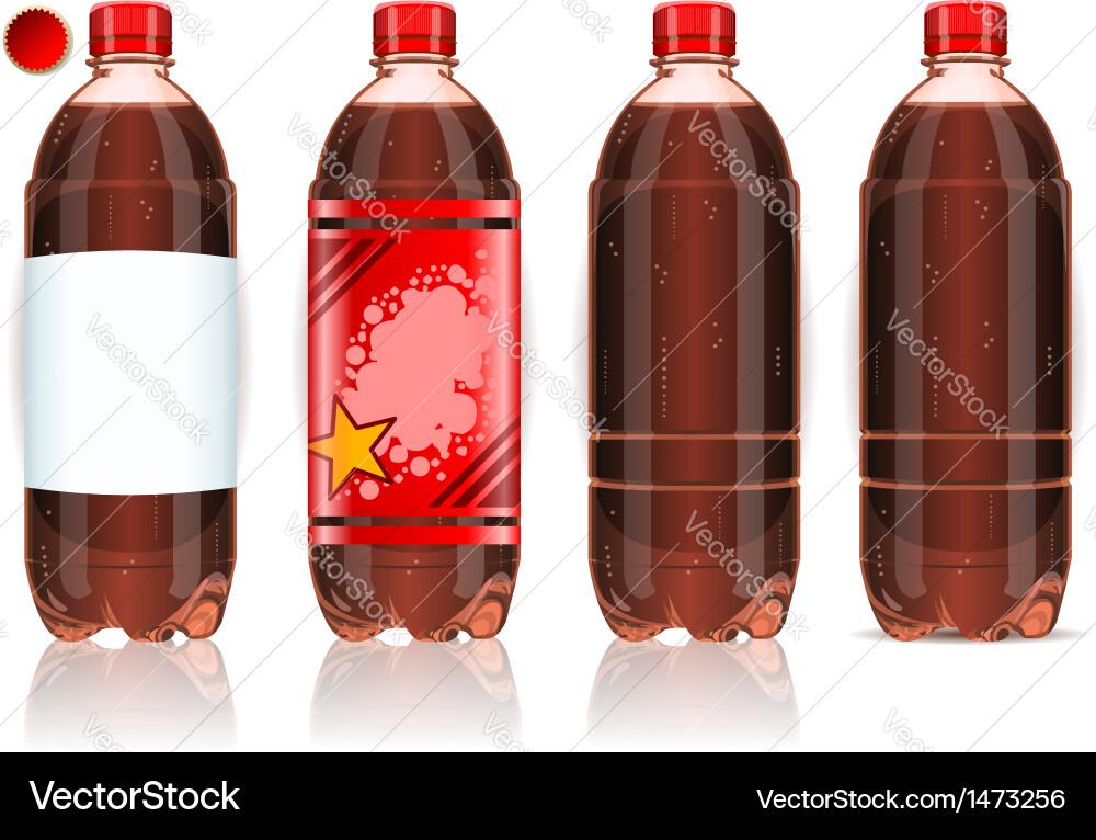 Four plastic bottles of cola with labels Vector Image